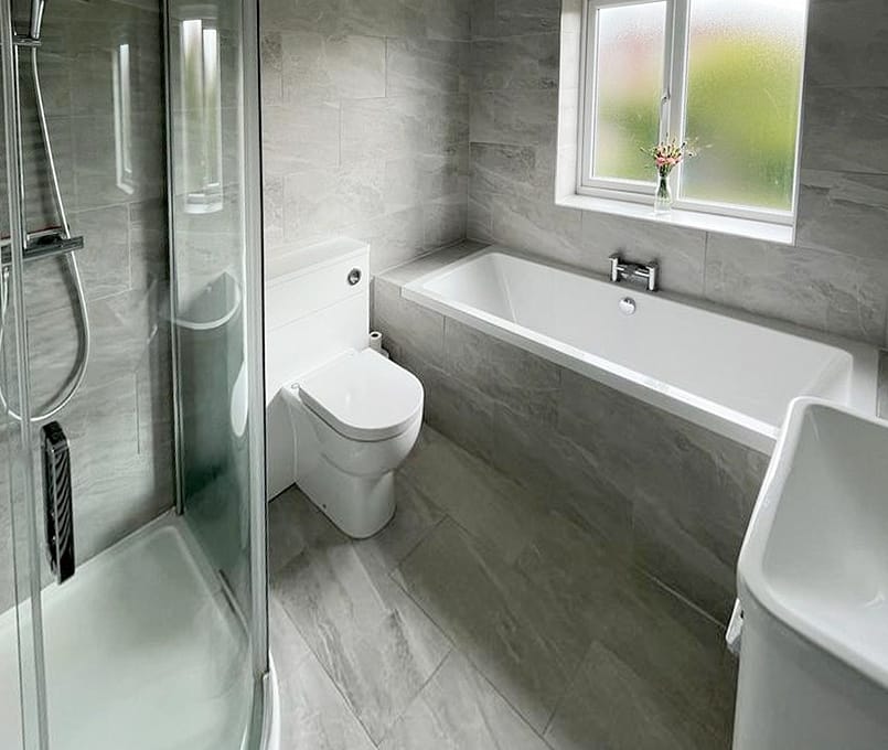 Waterfall Shower Bathroom - Bluewater Home Interiors